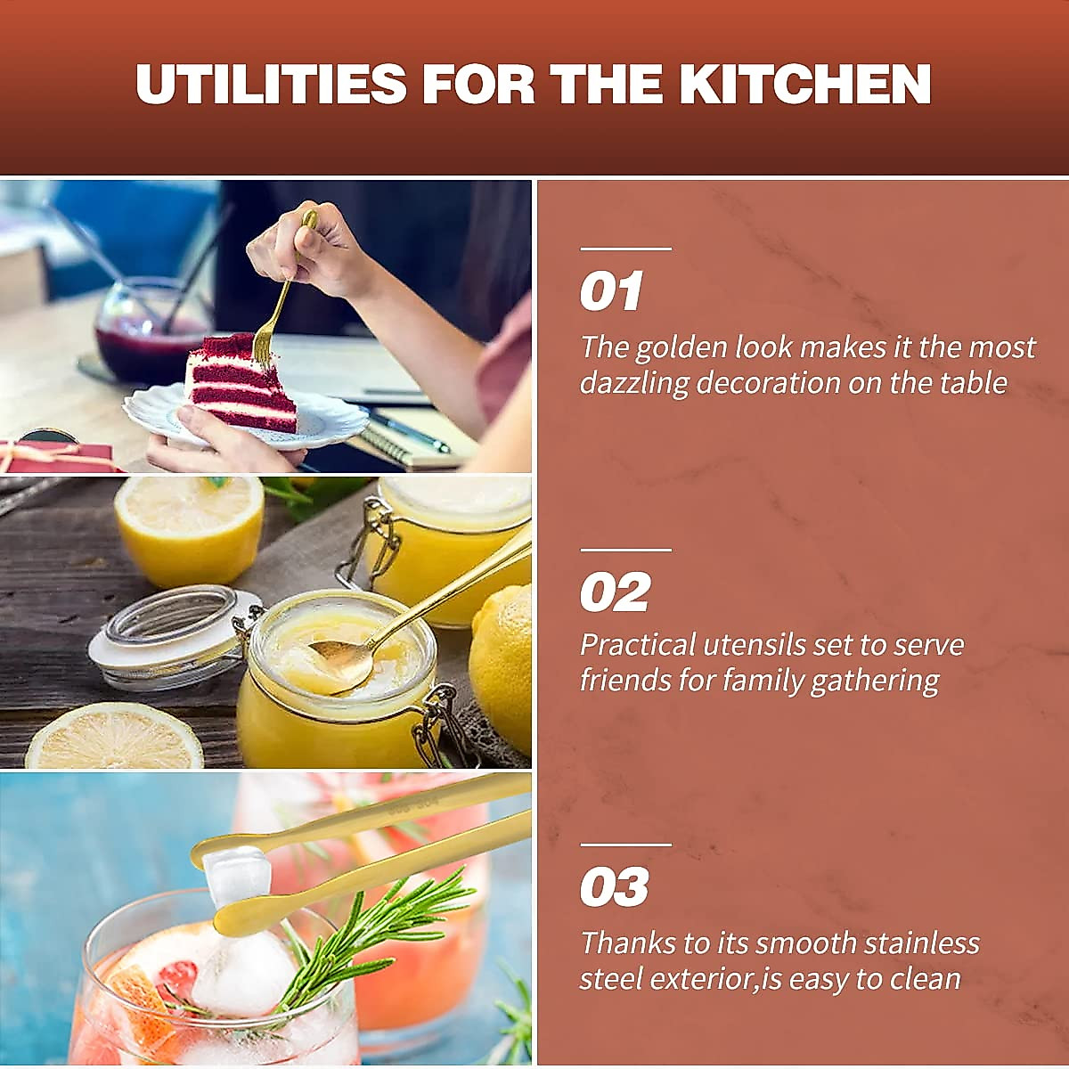 WARMAPE 20 PCs Gold Cheese Spreader Knives Set, Butter Knife Spreaders for Cheese Board Accessories, Mini Cheese Knife Slicer with Serving Tongs Spoons and Fruit Forks Charcuterie Utensils - Gold