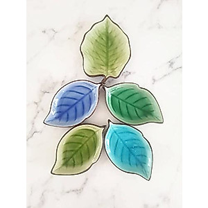 Ceramic Spoon Rest Cooking Spoon Holder for Kitchen Counter/Stove Top/Dining Table with Cute Spoon, Leaf Shaped, Modern Farmhouse Decorative, 6.7x3.9 inch