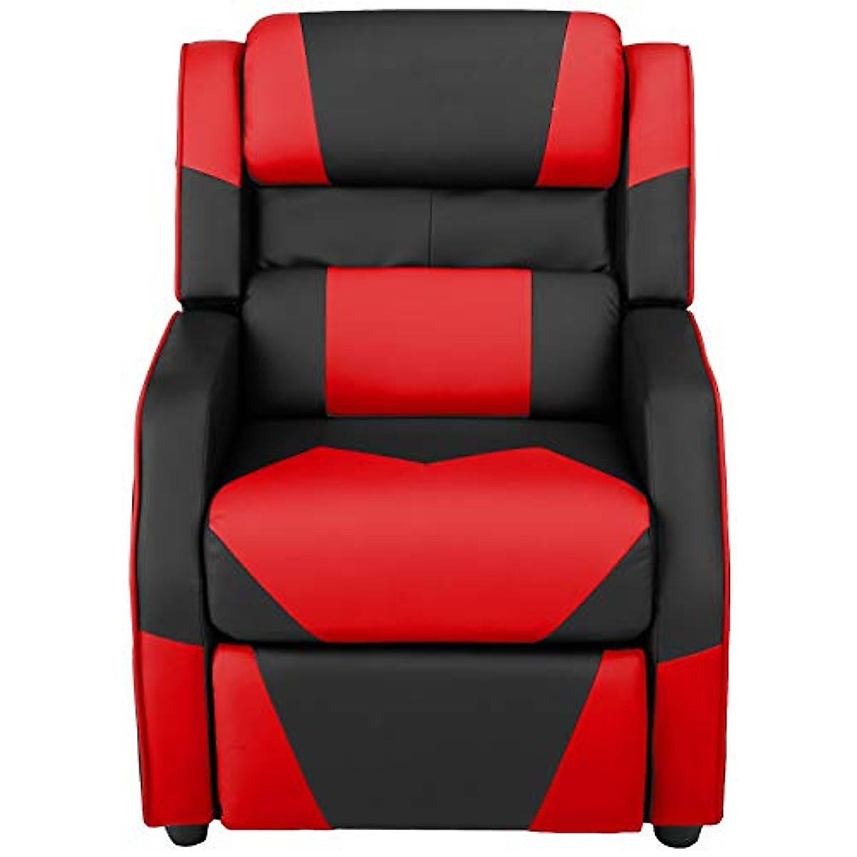 Amazon Basics Kids/Youth Gaming Recliner with Headrest and Back Pillow, Ages 3+, Black/Red