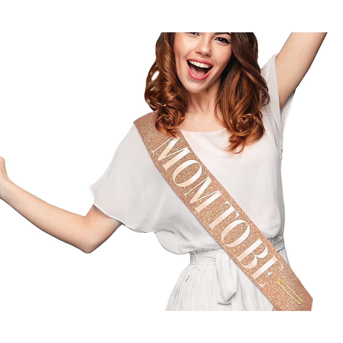 MAGICSHOP4U Mom to be sash - Mom To Be Rose Satin Sash - Baby Shower Decorations, Gender Reveal, Welcome Baby, Baby Sprinkle, Baby Shower Sash, Mummy to be - Light Pink Baby Shower