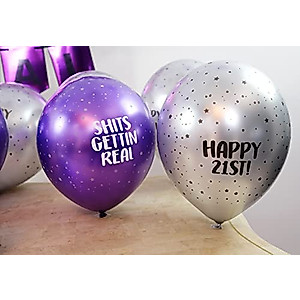 FINALLY LEGAL Purple Party Pack - 21st Birthday Banner, Balloon and Swirls Pack- Birthday Decorations - 21st Birthday Party Supplies, Favors and Gifts