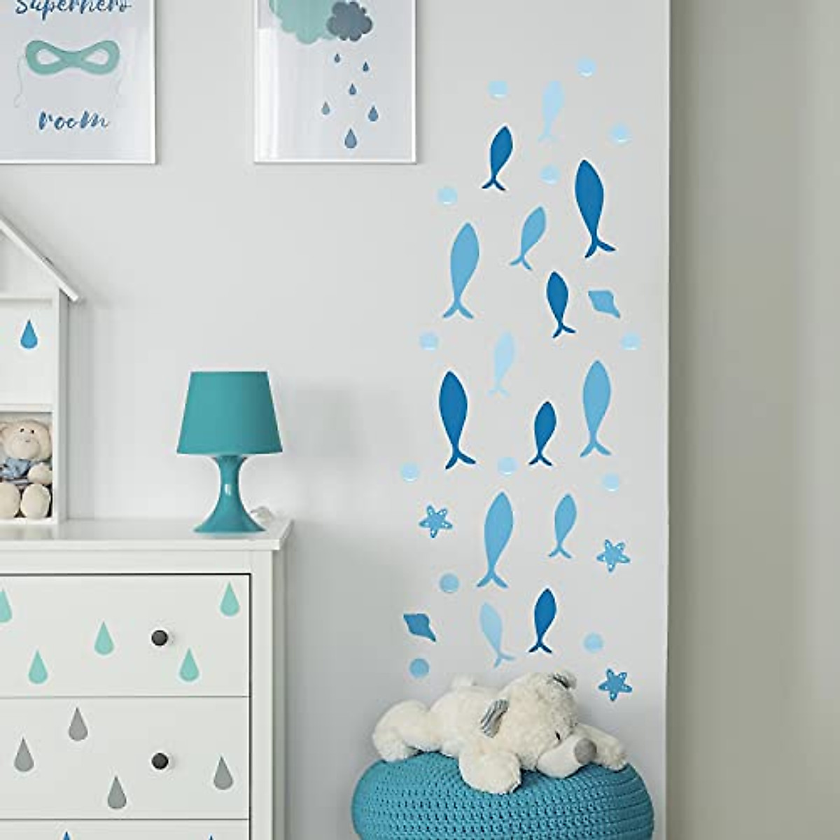 2 Sets Vinyl Sea Turtles Wall Stickers Ocean Wall Decals Ocean Bubbles Stickers DIY Under The Sea Party Decorations for Bathroom Toilet Bedroom Nursery Room Children Room Living Room