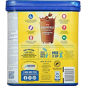 Carnation Breakfast Essentials Powder Drink Mix, Rich Milk Chocolate, 17.7 Ounce Jar (Packaging May Vary)