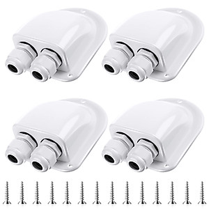 4 Pieces Solar Double Cable Entry Gland for All Cable Types 13AWG to 7AWG, RV Accessories Waterproof ABS Solar Dual Cable Entry Housing for RVBoatYachtRoofCamper Van