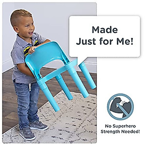 Humble Crew, Multi-Blue Kids Lightweight Plastic Table and 4 Chairs Set, Square