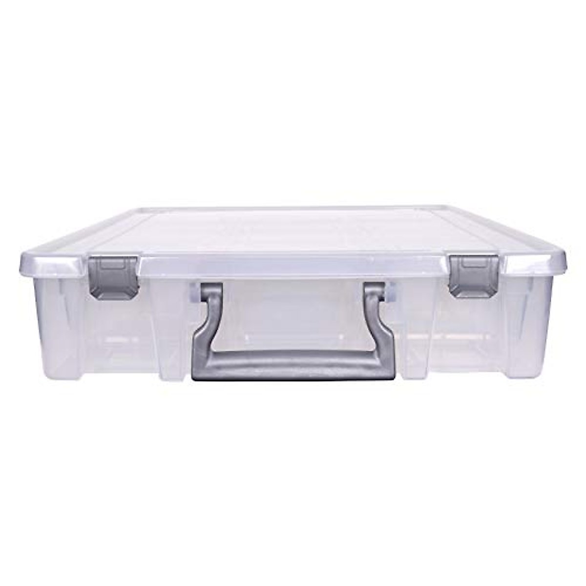 AB Designs 6965ABD Super Satchel with 9 Small Bins Inside, Stackable Home Storage Organization Container, Clear with Sliver Latches and Handle