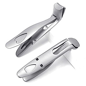 A Special Nail Clippers of SGNEKOO Angled Bent Head Super Sharp Wide Jaw Opening for Hard/Thick Fingernails and Toenails Nail Cutter Trimmer for Men Women Seniors (Silver/2P-1)