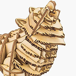 Rolife Build Your Own 3D Wooden Assembly Puzzle Wood Craft Kit Wolf Model Gifts for Kids and Adults