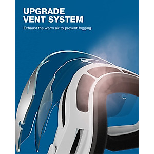 ZIONOR X Ski Snowboard Snow Goggles OTG Design for Men Women Adult with Spherical Detachable Lens UV Protection Anti-fog (VLT 9% White Frame Revo Silver Lens)