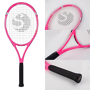 Senston Tennis Racket for Adults Tennis Racket Professional 27 inch Tennis Racquet for Girls Women Pink
