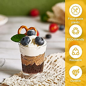JOLLY CHEF 300 Pack 2.6 oz Mini Dessert Cups with Spoons, Clear Plastic Pudding Appetizer Cups for Party Small Reusable Serving Bowl Clear Plastic Cups Ideal for Christmas Halloween Wedding