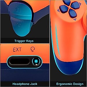 YU33 2 Pack Controllers for PS4 Controller with Charging Station, Remote Work with Playstation 4 Controller with Fast Charging Dock for PS4/PS5, Game Control for PS4 Orange&Purple&Charger