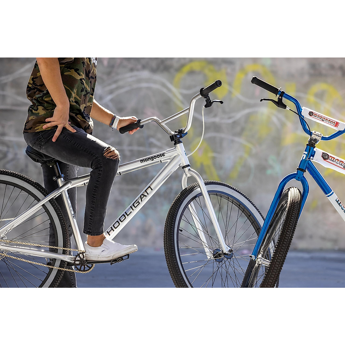 Mongoose Hooligan AL Adult BMX bike, 29x3-Inch Wheels, Lightweight Aluminum Frame, Single Speed, Disc Brakes, Green