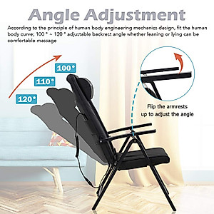 Folding Shiatsu Massage Chair Recliner Chair with Adjustable Backrest and Back Heating Portable Living Room Chair Accent Full Back Electric Full Back Massage Best Gift for Home Office ，Black