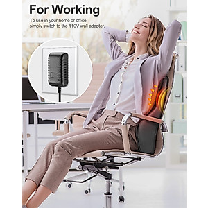 SEG Direct Lumbar Support Pillow for Car, Back Support with Vibrating Motors 12V, for Driving Fatigue Back Pain Relief, Memory Foam with Leather Cover, for Car Seat Home Office Chair