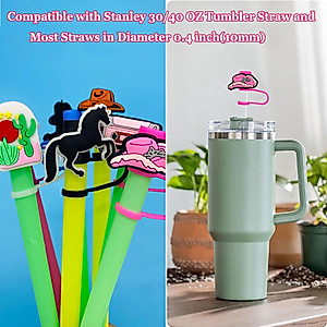 18PCS Straw Cover Cap for Stanley Cup, Cowgirl Straw Topper Compatible with 30&40oz Tumbler with Handle, 10mm 0.4in Dust-Proof Reusable Straw Tips Lids
