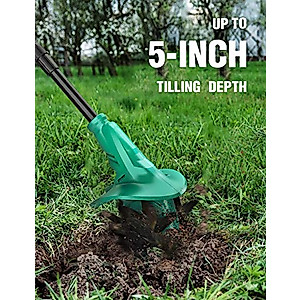 Kimo Cordless Tiller Cultivator with 24 Steel Tines, 7.8-in Wide & 5-in Depth Garden Cultivator, Electric Rototiller w/Battery Powered Tiller Rototillers for Garden,Lawn,Yard,Soil Cultivation