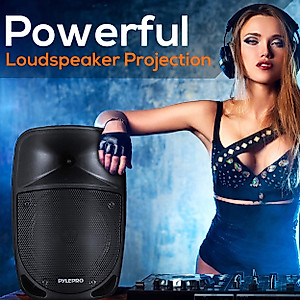Pyle 1200W Portable Bluetooth PA Speaker - 12’’ Subwoofer, LED Battery Indicator Lights W/Built-In Rechargeable Battery, MP3/USB/SD Card Reader, and UHF Wireless Microphone - Pyle PSBT125A,Black