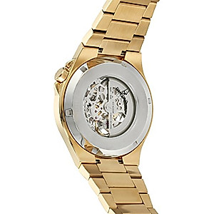 Bulova Men's Classic Maquina Gold Tone Stainless Steel 3-Hand Automatic Watch, Skeleton Dial Style: 98A178