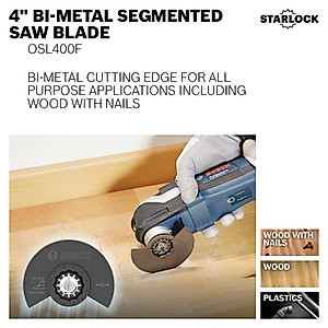 BOSCH OSL400F 1-Piece 4 In. Starlock Oscillating Multi Tool All Purpose Bi-Metal Segmented Saw Blade for Applications in Wood, Wood with Nails, Drywall, PVC, Metal (Nails and Staples)