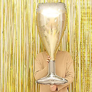 HORUIUS Champagne Bottle Balloons Champagne Glass Balloon Mylar Foil Balloons Birthday Engagement Bachelorette Party Bridal Shower Wedding Celebration Anniversary Decorations 4PCS