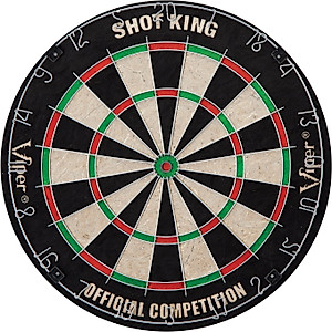 Viper by GLD Products Hudson All-in-One Dart Center: Classic Solid Wood Cabinet & Official Sisal/Bristle Dartboard Bundle: Standard Set (Shot King Dartboard), Mahogany Finish, One Size