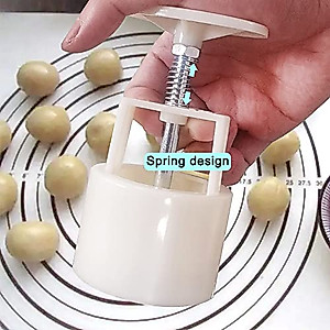 2 Set Mooncake Mould Press With 10 Stamps, FineGood Round Cherry Blossom Mooncake Mould Dessert Decoration for DIY Cookie Hand Pressure Mooncake Baking Tools (50g, 75g)