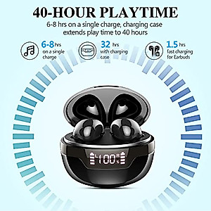 Wireless Earbud, Bluetoth 5.2 Headphones IP7 Waterproof in Ear Earphones with LED Power Display, Stereo Sound Bluetoth Earbud with Built in Mic, 8H Single Playtime and Type-C Fast Charging Case