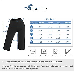RIMLESS 7 Women's Capri Pants with Pockets Lounge Crop Yoga Pants Tummy Control Stretch Workout High Waist Athletic Pants P03-Black-L