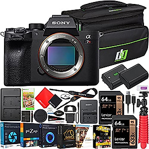 Sony a7R IV Mirrorless Full Frame Camera Body New Version ILCE-7RM4A/B Bundle with Deco Gear Photography Bag Case + Extra Battery + 2 x 64GB Memory Cards + Photo Video Software Kit & Accessories
