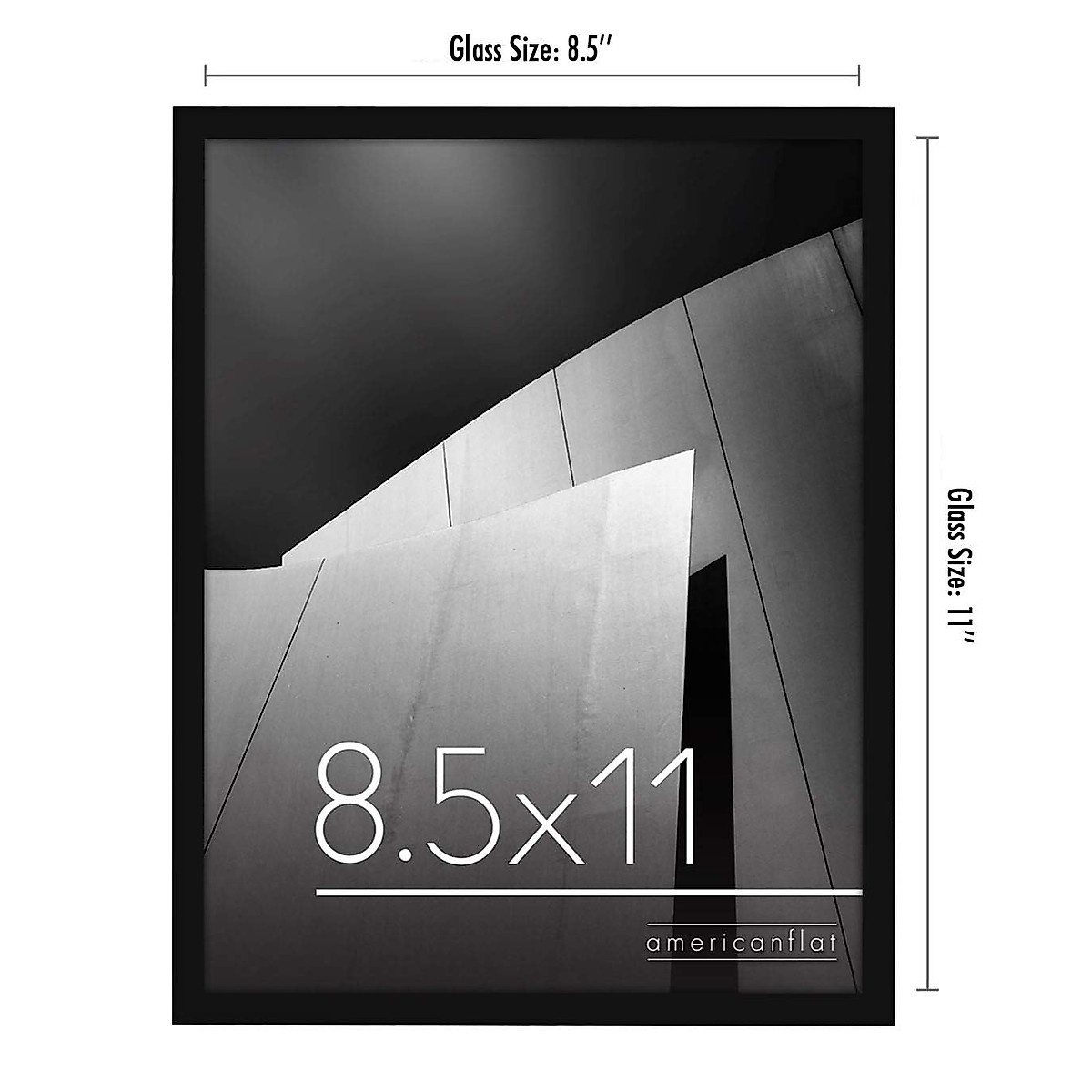 Americanflat 8.5x11 Thin Picture Frame in Black with Shatter Resistant Glass - Horizontal and Vertical Formats for Wall and Tabletop