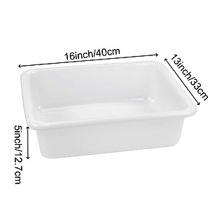 ZOENHOU 4 Pack 10 L Bus Tubs Plastic Bus Box Tote, White Commercial Plastic Bus Box Tote Box, Wash Basin Tote Box for Pantry Washing Dishes, 5 Inch Deep