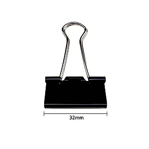 Ykimok 40Pcs Medium Binder Clips, 1.25 inch(32mm), Paper Clamps Medium Size for Office Supplies, Black