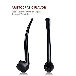 Joyoldelf Tobacco Pipe, Luxury Wooden Smoking Pipe with Tobacco Pipe Stand, Ebony Tobacco Pipes for Smoking with Pipe Scraper, Gift Box and Smoking Accessories