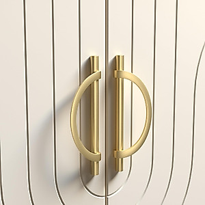 homdiy 2 Pack Brushed Gold Cabinet Pulls 3.75" Drawer Half Moon Handles for Dresser Kitchen Hardware, 3-3/4 inch(96mm) Hole Centers