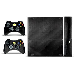 247 Skins Graphics kit Sticker Decal Compatible with Xbox 360E 360 Elite and Controllers - Printed Carbon