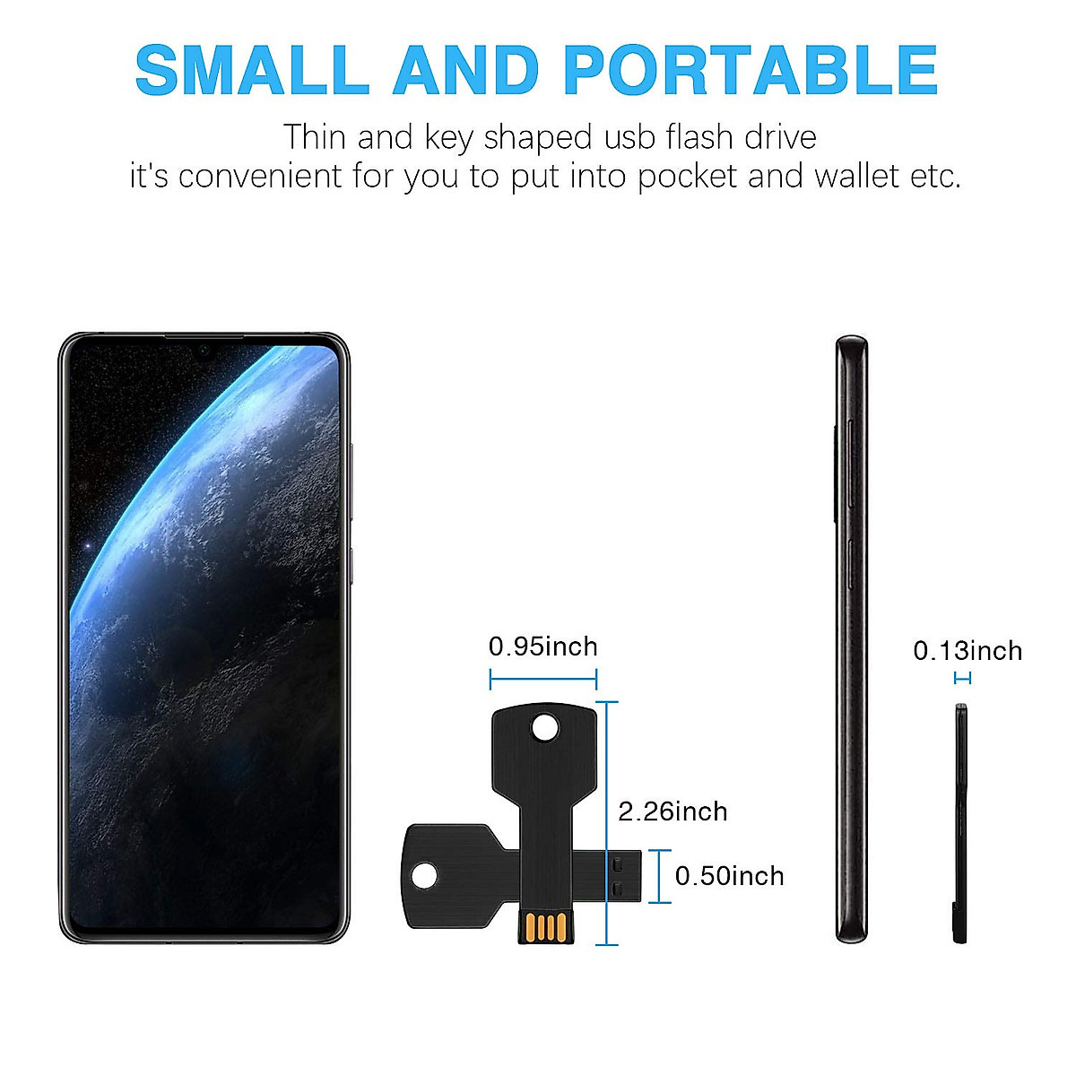 RAOYI 10 Pack 2GB USB Flash Drive USB 2.0 Metal Key Shape Memory Stick Thumb Drive Pen Drive-Black