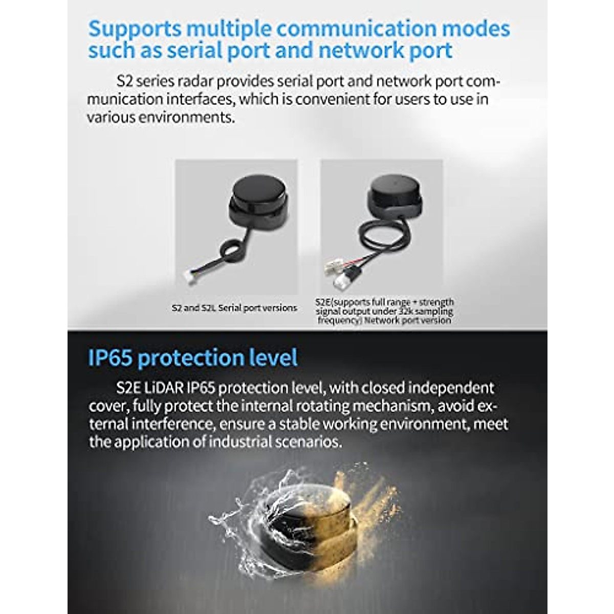 youyeetoo RPLIDAR S2E 360 Degree DTOF Lidar 30 Meters scan Radius 32K Sampling Rate, Support Ethernet UDP, IP65, Withstands 80K Lux Strong Light to Prevent Obstacles and Navigation of Robots AGV UAV