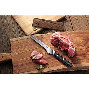 Cangshan TC Series 1021127 Swedish 14C28N Steel Forged 6-Inch Boning Knife and Wood Sheath Set