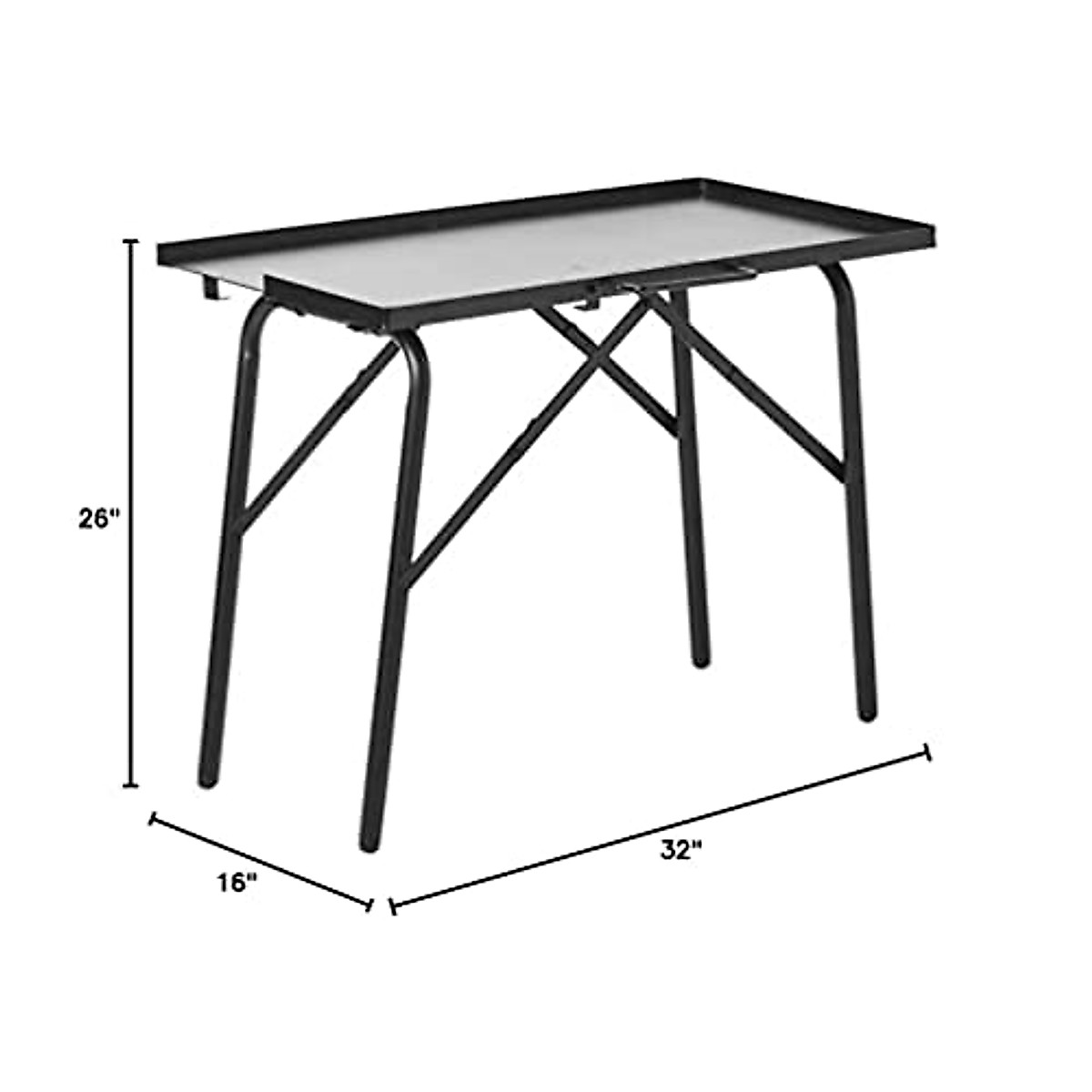 Lodge Steel Collapsible Outdoor Cooking Table, 16 Inch x 32 Inch x 26 Inch, Black