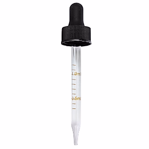 JUVITUS 2 oz Straight Tip Glass Graduated Droppers with 0.5 and 1 mL markings, 20-400 Neck Size for Boston Round Bottles (12 Pack)