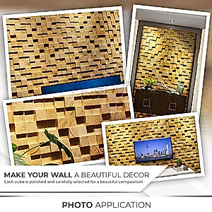Acepunch 6 Artistic 3D Mosaic Premium High-Grade Finland Wooden Wall Art Panel Room DIY Acoustic Sound Diffuser STC 27 Home Studio Wood Soundproofing Noise Reduction Wood Decor 12x12in AP1254
