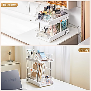 Ynelyase 2 Tier Bathroom Cabinet Under Sink Organizers and Storage for Medicine Bottle with Kitchen Pantry Clear Pull Out Drawers (9 Inch Wide)