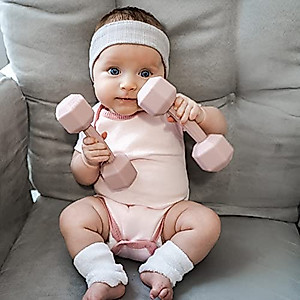 Baby Dumbbell Toy - Silicone Infant Rattle Teething Toy Teether Toddler Sensory Toy Durable Safe Exercises Workout Weight - Great Gift for Girls and Boys (1pcs - Black)