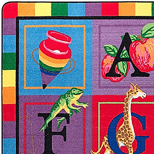 Flagship Carpets ABC Letter Blocks Area Rug for Children's Classroom Floor Mat, Play Room Carpet and General Educational Activities, 7'6" x 12', Multi-Color