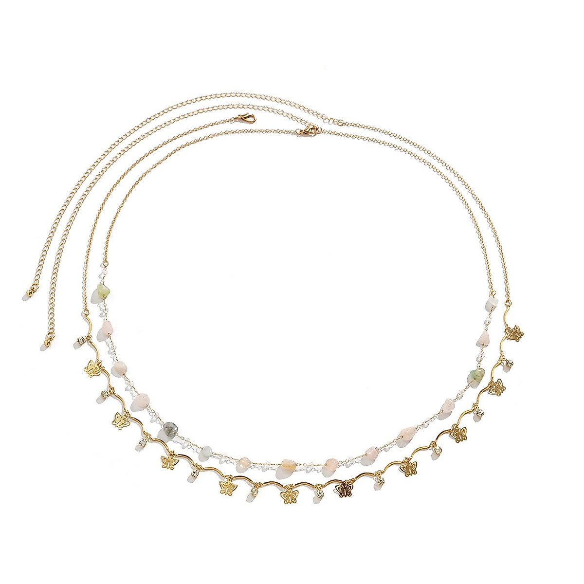 Bikini Crystal Waist Body Chain Butterfly Pendant Waist Chain Beaded Waist Belly Chain Summer Body Chain Jewelry for Women (Butterfly)