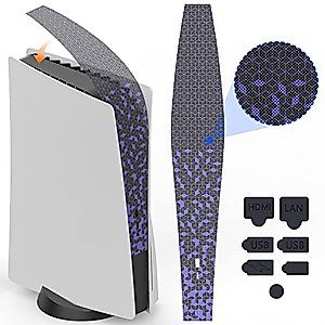Dust Cover Net for PS5 Console, PS5 Heatsink Barrier Pets Hair Anti-dust Cover Dustproof for Playstation 5 Optical Drive Version/Digital Version Game Console Accessories. (Purple Lattice)