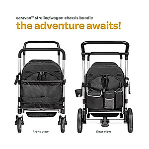 Larktale Caravan with Canopies - Double Seater Collapsible Wagon, All-Terrain Stroller Wagon for Kids, Baby, Toddler - Caravan/Canopies Bundle