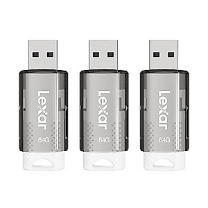 Lexar® JumpDrive® S60 USB 2.0 Flash Drives, 64GB, Black Pack Of 3 Flash Drives