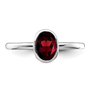 IceCarats 925 Sterling Silver Red Garnet Oval Ring Gemstone Band January Birthstone Jewelry Size 8